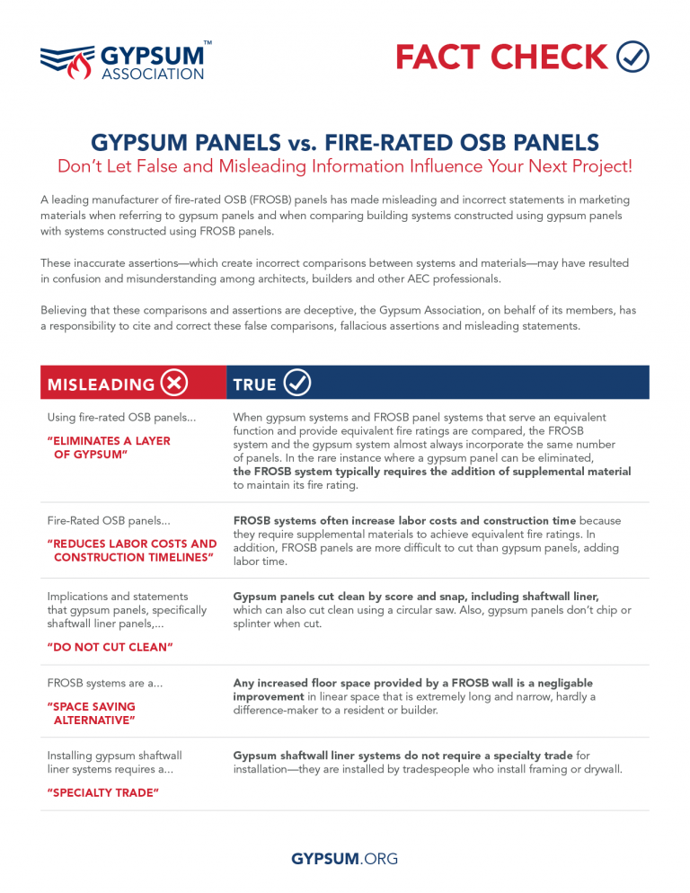 Gypsum Panels vs. Fire-Rated OSB Panels - Gypsum Association
